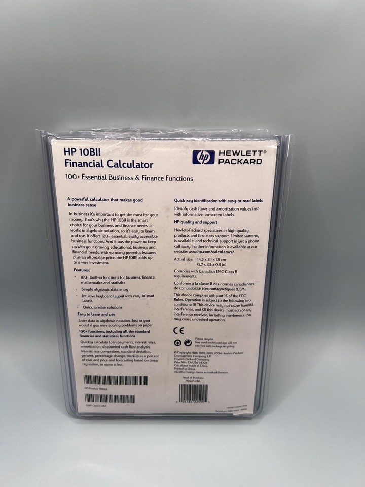 HP 10BII Financial Calculater New Open Package Hewlet Packard Fast Ship ...