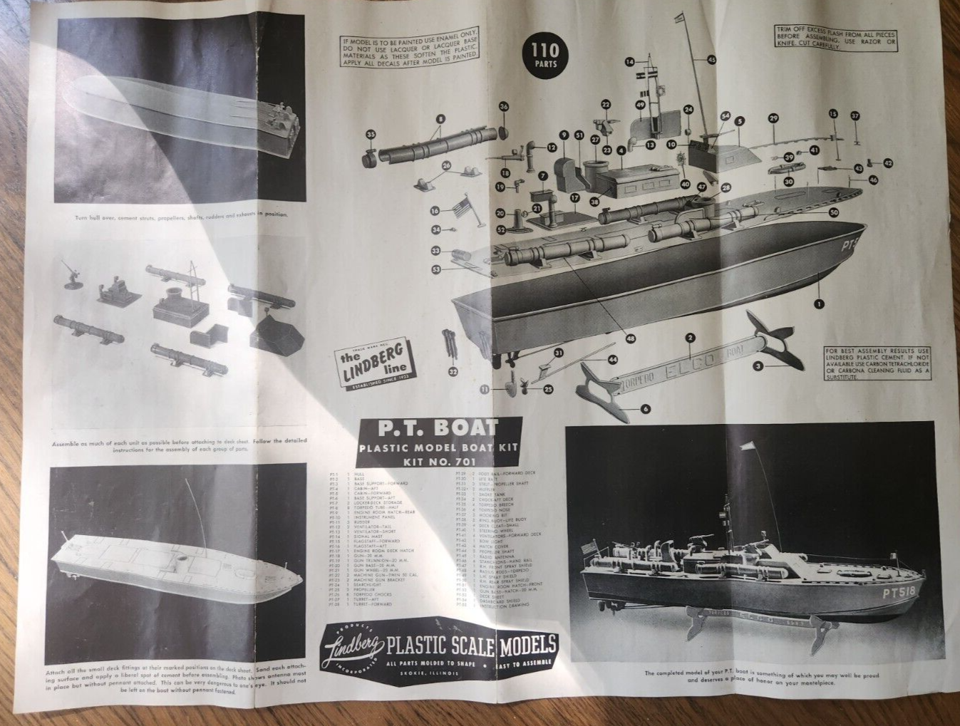 Paul Lindberg Line PT-518 TORPEDO BOAT Model Kit 701:198 NOT USED 1954 ...