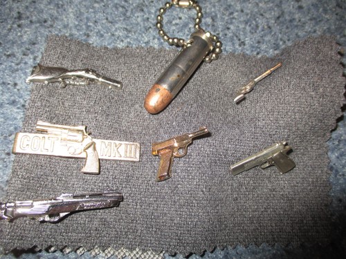 Firearms Theme Men's Jewelry, 7 pcs., Tie Tacks & Bars, Key Chain | eBay