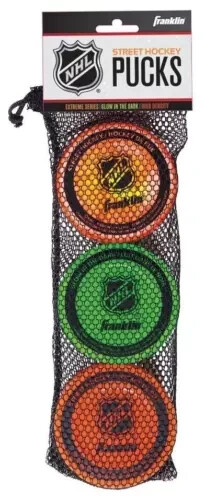 New and Sealed Franklin NHL Street Hockey Pucks 3-Pack Glow in the Dark ...