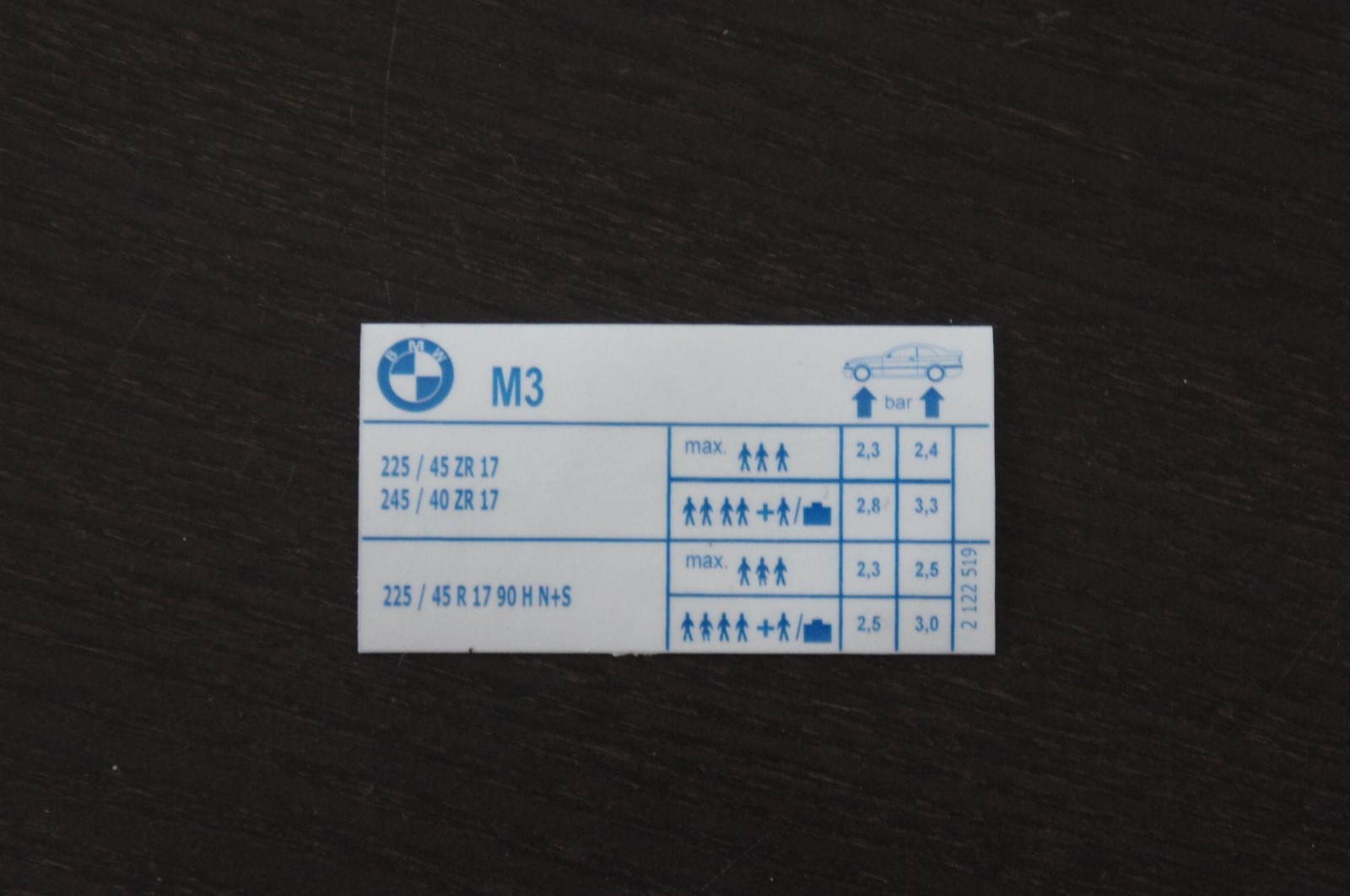 BMW E36 M3 tire pressure sticker | eBay