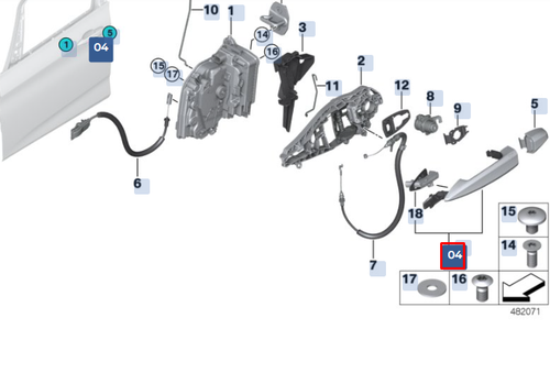 BMW X1 F48 Poignée extérieure de porte avant gauche 51217396305 NOUVEAU ...