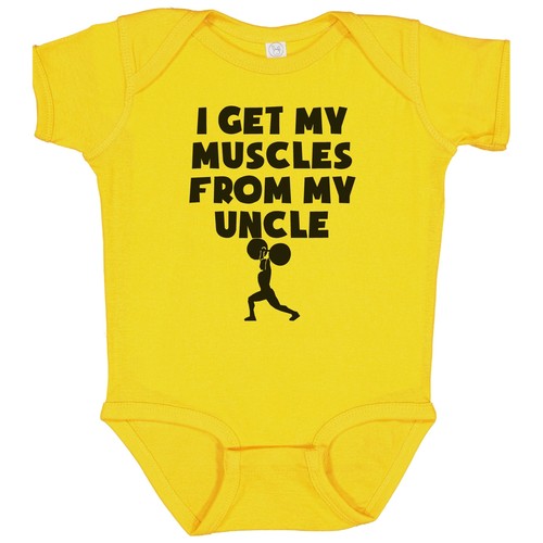 I Get My Muscles From My Uncle Baby Bodysuit (Yellow) | eBay