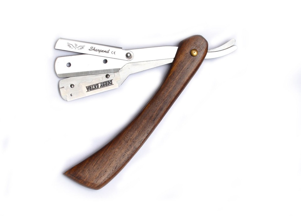 BARBER SALON/STRAIGHT CUT THROAT SHAVING RAZOR SHAVETTE WOOD HANDLE ...