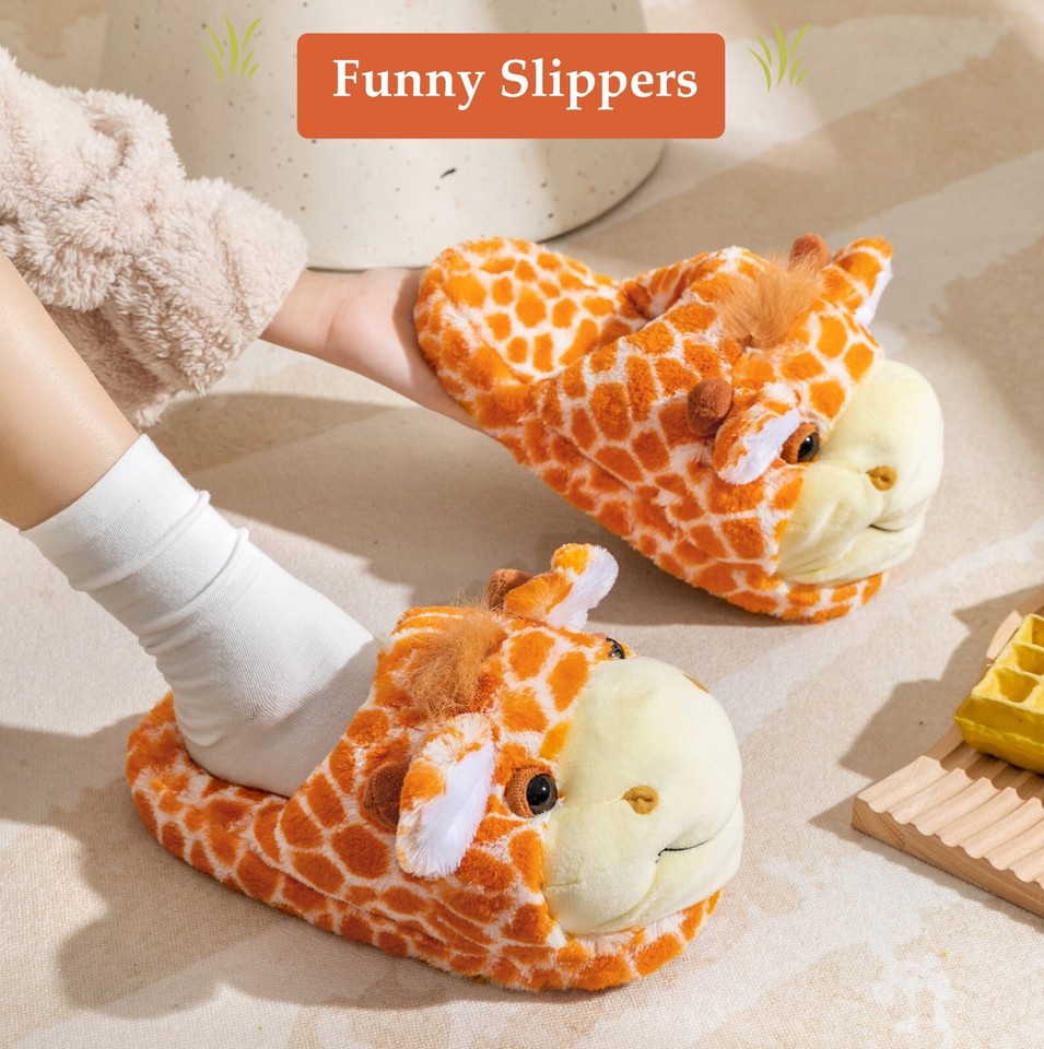 Fuzzy Anima Slippers for Women and Men, Novelty Indoor Scuff Slippers ...