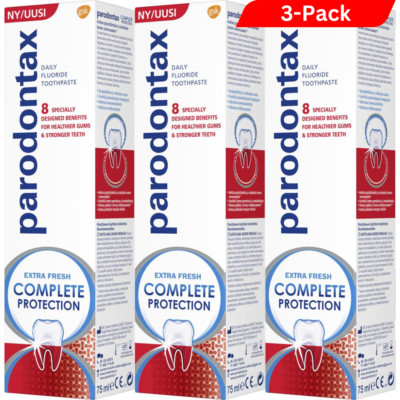 3 x Parodontax COMPLETE PROTECTION Toothpaste Stop BLEEDING GUMS 75 ml ...