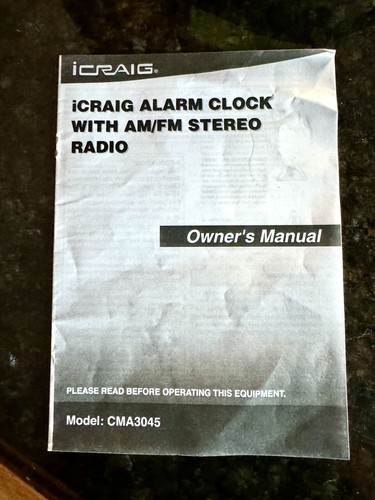 iCRAIG digital AM/FM Alarm Clock Model CMA3045 Owners Manual. | eBay