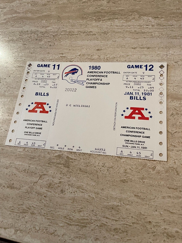 1980 Buffalo Bills NFL Playoff Games Phantom Tickets - MT | eBay