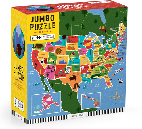 Map of USA - Jumbo 25 Piece Jigsaw Floor Puzzle Featuring States ...