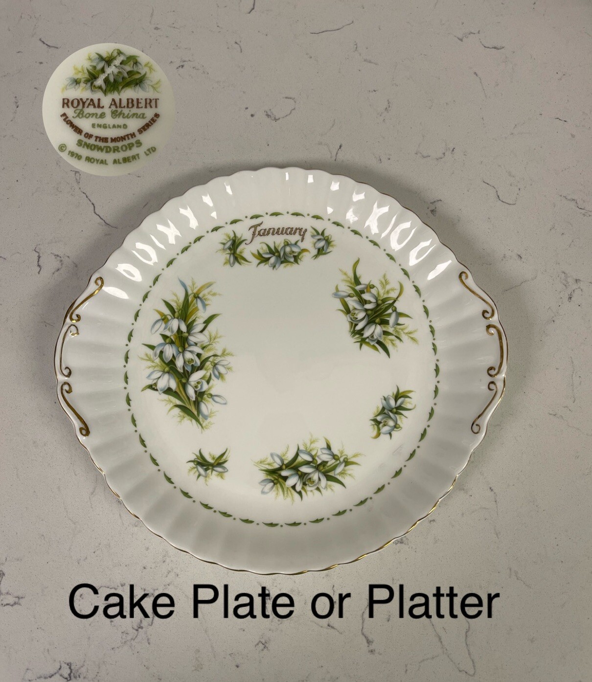 Vintage Royal Albert January Snowdrop Cake Serving Plate Dessert Flower ...