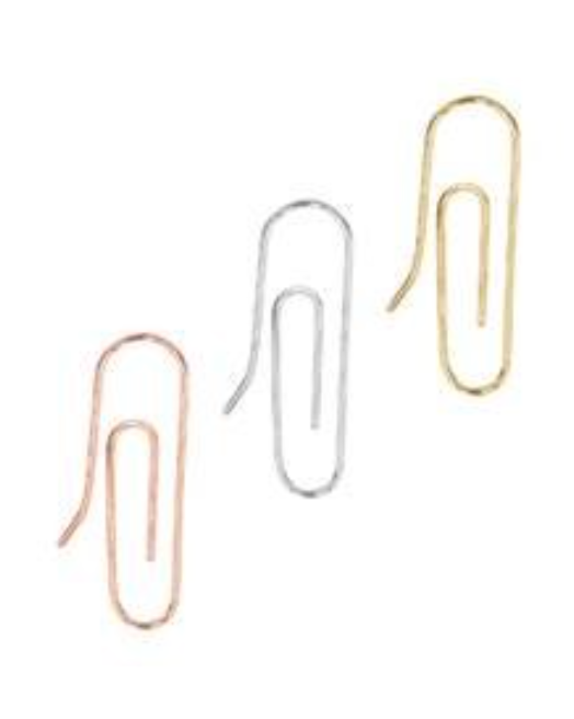 14k Gold Paper Clip Earrings 25 mm x 7 mm Solid Yellow Gold - Single | eBay