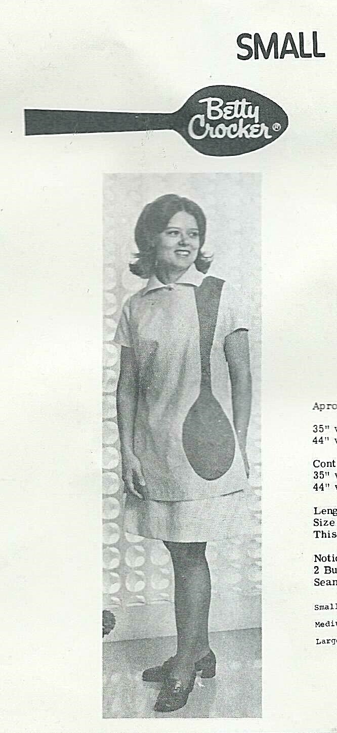 60's vintage Betty Crocker APRON sewing pattern size 8-10 UNCUT spoon ...