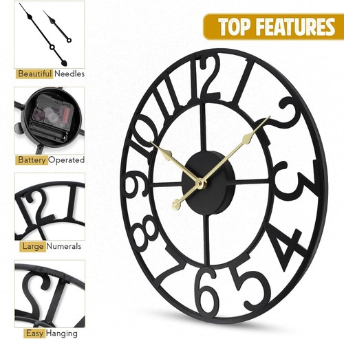 Extra Large Roman Clock Numerals Skeleton Open Face Round Wall Clock ...