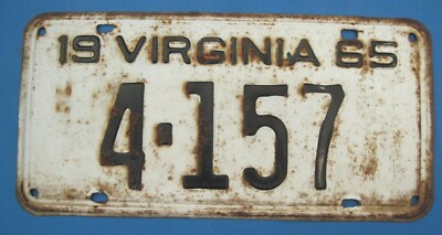 1965 Virginia License Plate low 4 digit number | eBay