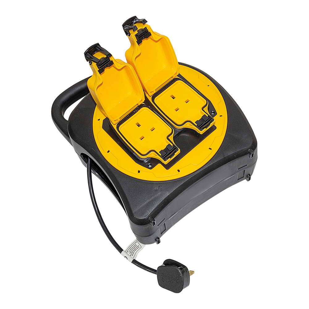 Eagle 13A 2 Socket Weatherproof Power Reel IP54 25M Outdoor Electrical ...