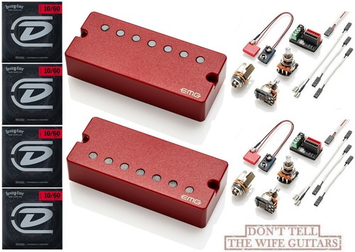 EMG 57-7 + 66-7 RED 7 STRING SOAPBAR ACTIVE GUITAR PICKUP SET ( 4 ...