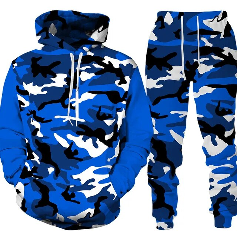 Tracksuit Camouflage Jacket Set Men's and Casual Pants Mens Camo Sweat ...