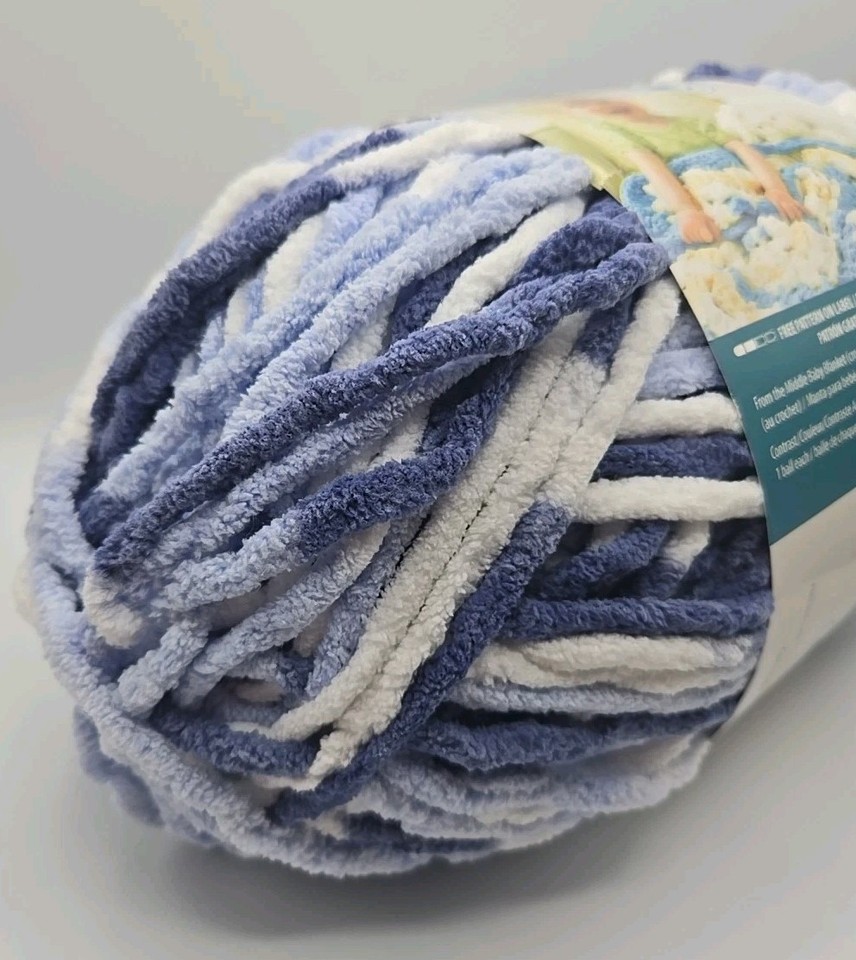 Bernat Baby Blanket Yarn "Blue Dreams" Color 10.5oz/300g/220yds/201m #6 ...