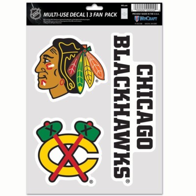 Chicago Blackhawks Multi Use Decal / Sticker Sheet - 3 Fan Pack *Free ...