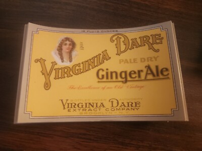 VINTAGE VIRGINIA DARE 12 OZ. PALE DRY GINGER ALE BOTTLE LABEL, BROOKLYN ...