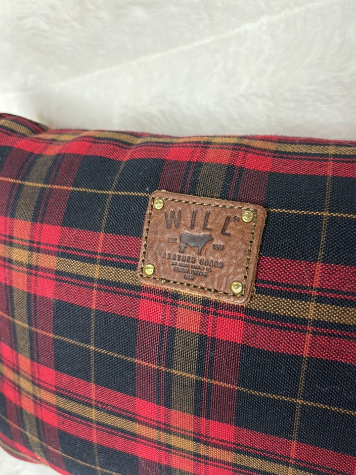 Will Leather Goods Plaid Outlander Travel Pillow USA 15”x12” Red/Black ...