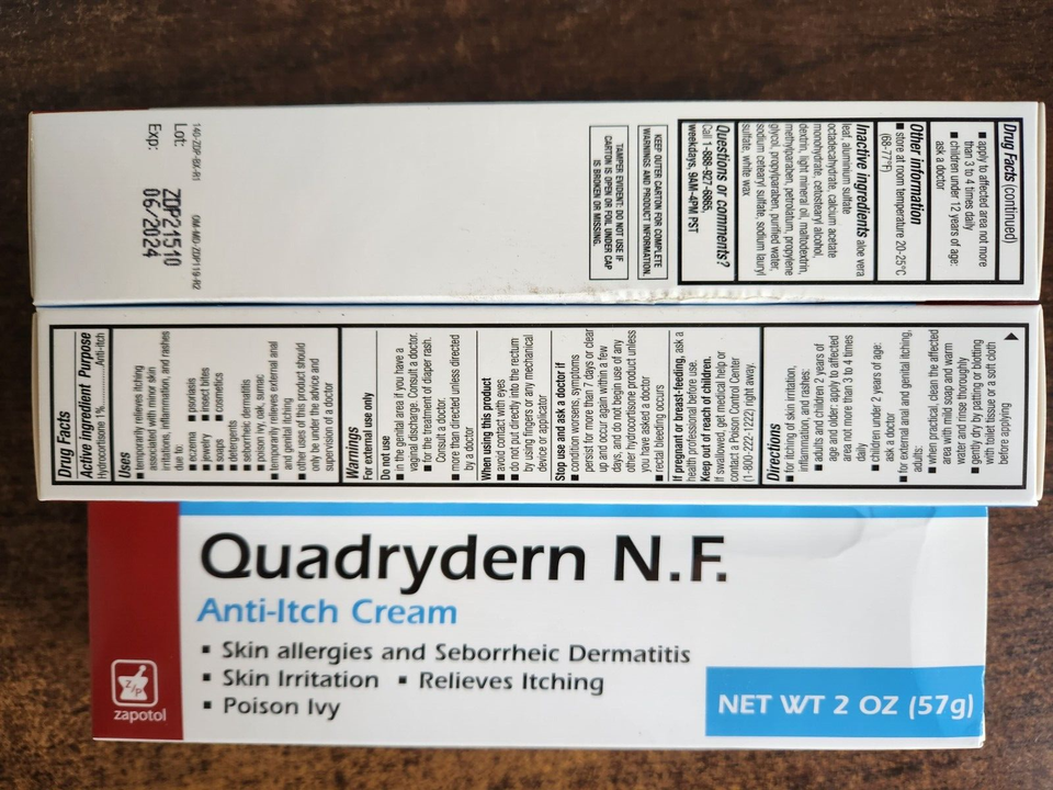 3 QUADRYDERN N.F. ANTI ITCH CREAM SKIN ALLERGIES DERMATITIS 11/26 MADE ...