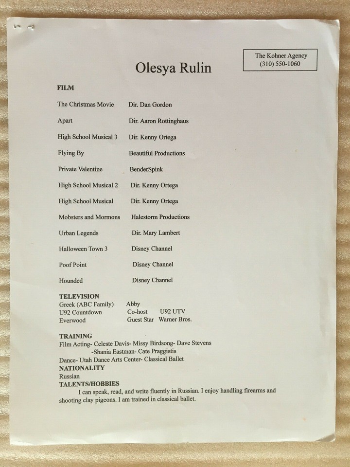 Olesya Rulin #1 Powers H S Musical, original vintage headshot photo ...