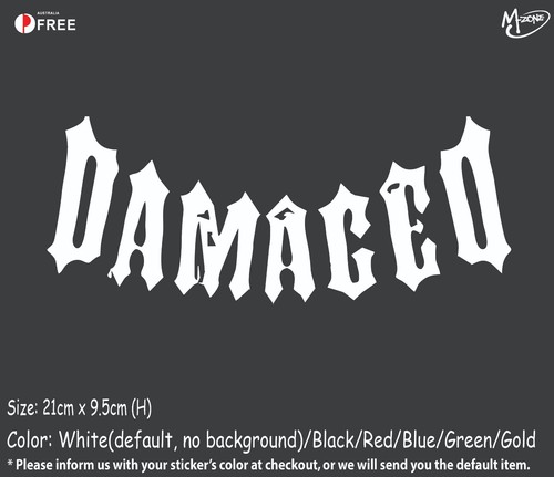 DAMAGED Sticker Decal -Reflective/Metallic Color Rock Band Best Gifts ...