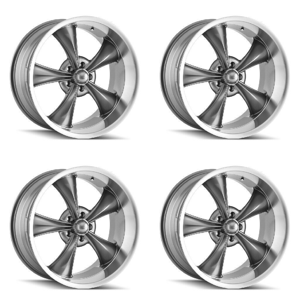 Set 4 17" Ridler 695 17x8 Grey With Machined Lip 5x4.75 Wheels 0mm Rims ...