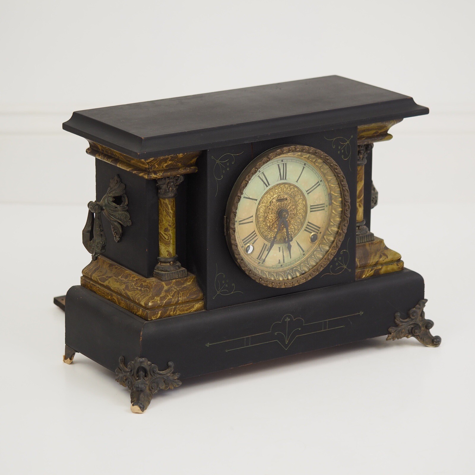 Antique E Ingraham Co Column Shelf Mantel Clock Chimes /g | eBay