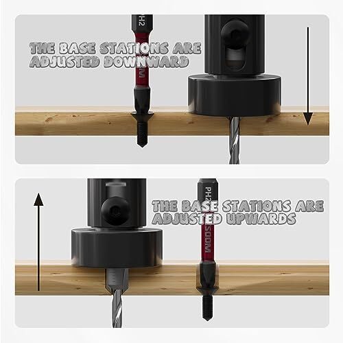 Professional 9 PCS Countersink Drill Bit Set with Adjustable Depth Stop ...