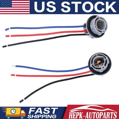 2PCS 1157 2357 LED Pig Tail Plug Stop Brake Turn Light Bulb Socket ...