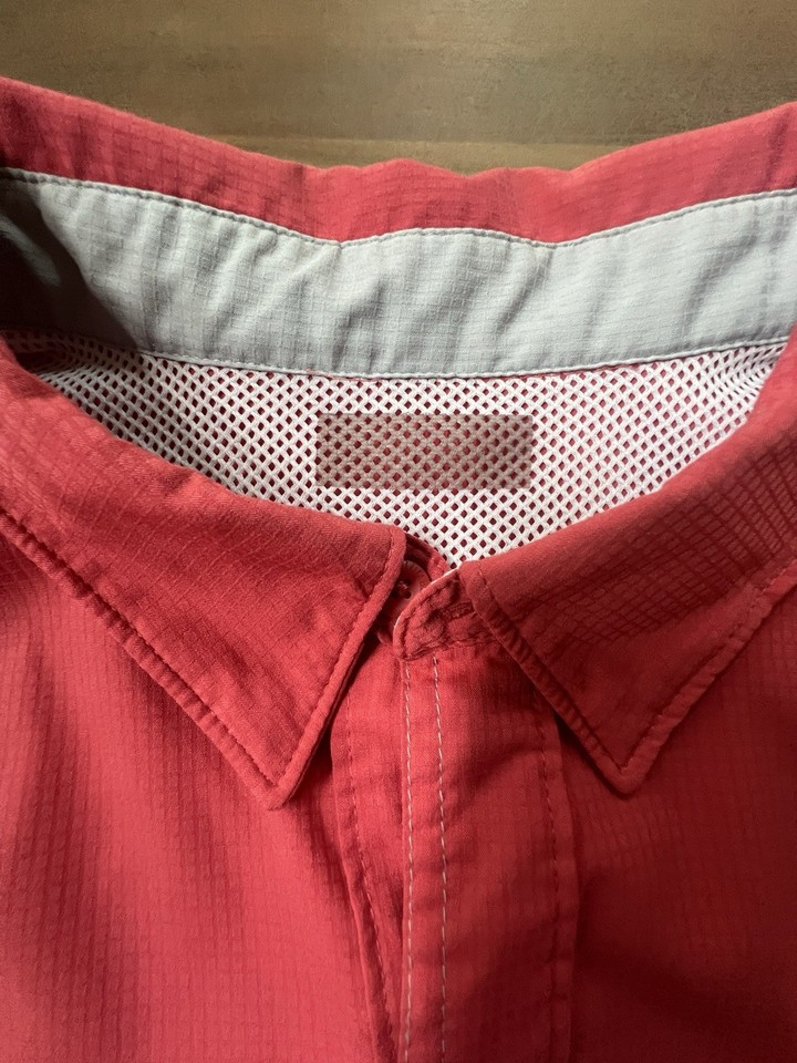 COLUMBIA PFG Red Button-Up Short Sleeve Outdoor Shirt XL Omni Shade ...