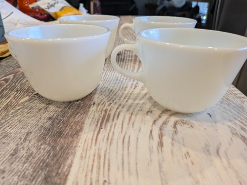 Vintage Pyrex Coffee Cup Set of 4 Opal White Cup Mug Milk Glass C ...