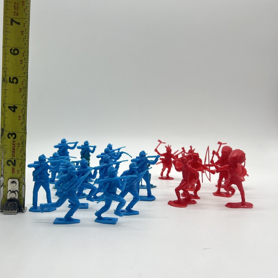 Marx Toys Soldiers Military Infantry Blue Men & MPC Red Indians Lot 20 ...