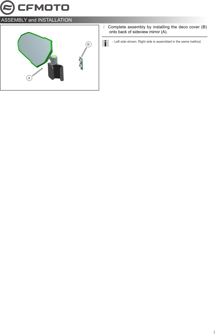 ZFORCE 800/950 Gen. 2 Side View Mirrors, CFMOTO OEM (5BWV-805500-5000 ...