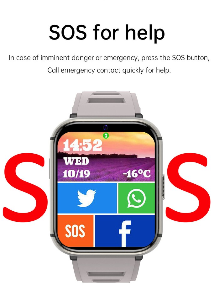 SmartWatch 4G Android WIFI Bluetooth Call Camera Unlocked Phone Watch ...