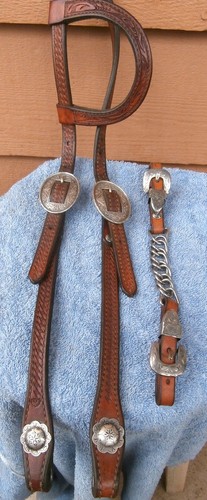 Silver Overlay Slide Ear Horse Headstall Lg. Oval Buckles Silver Bkl ...