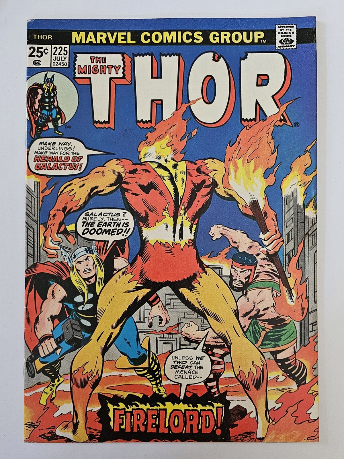 THOR #225 1974 8.5 VF+ Key Issue 1st Appearance of Firelord, Marvel ...