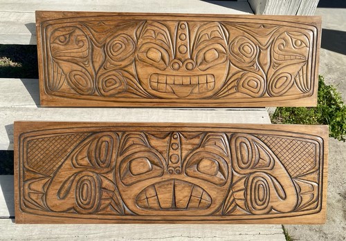 Northwest Coast Large Haida Cedar Plaques both Signed | eBay