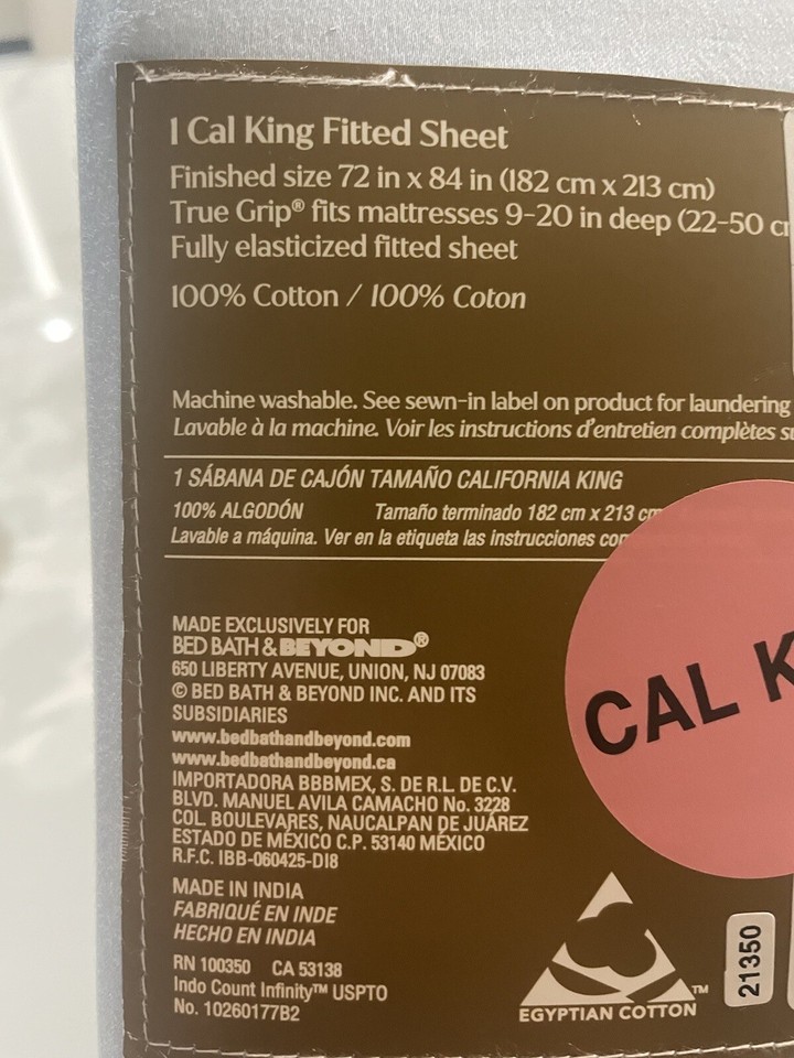 EVERHOME Egyptian Cotton King Fitted Sheet 700 Thread Count Light Blue ...