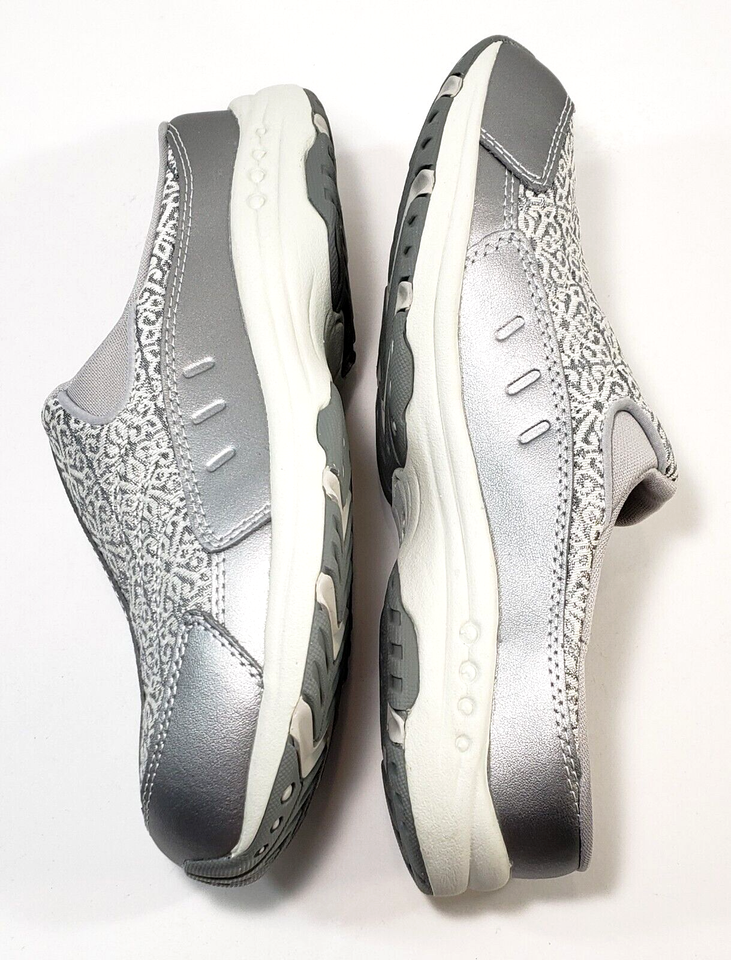 EASY SPIRIT Traveltime Clogs, Size 8, White Silver Leather, Sparkle ...