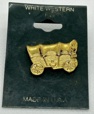 Western Pin Tie Lapel Tac Wagon Gold Tone Old West Cowboy Cowgirl ...
