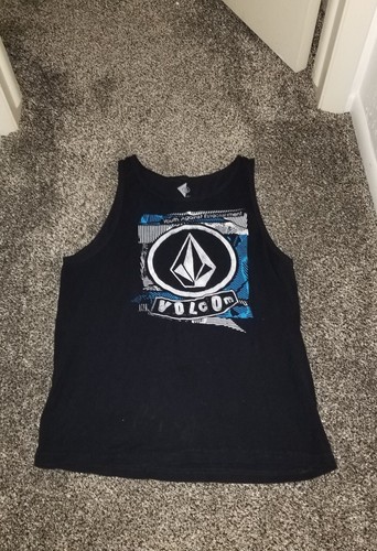 Men's Volcom Tank Top Large Logo Black Muscle shirts Gym Sports ...