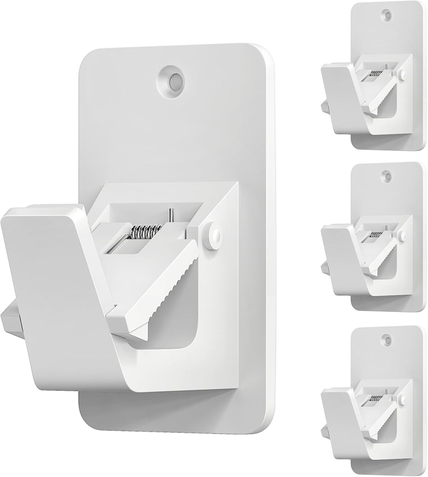 Adhesive No Drill Curtain Rod Brackets - Heavy Duty 30LB Holders for ...