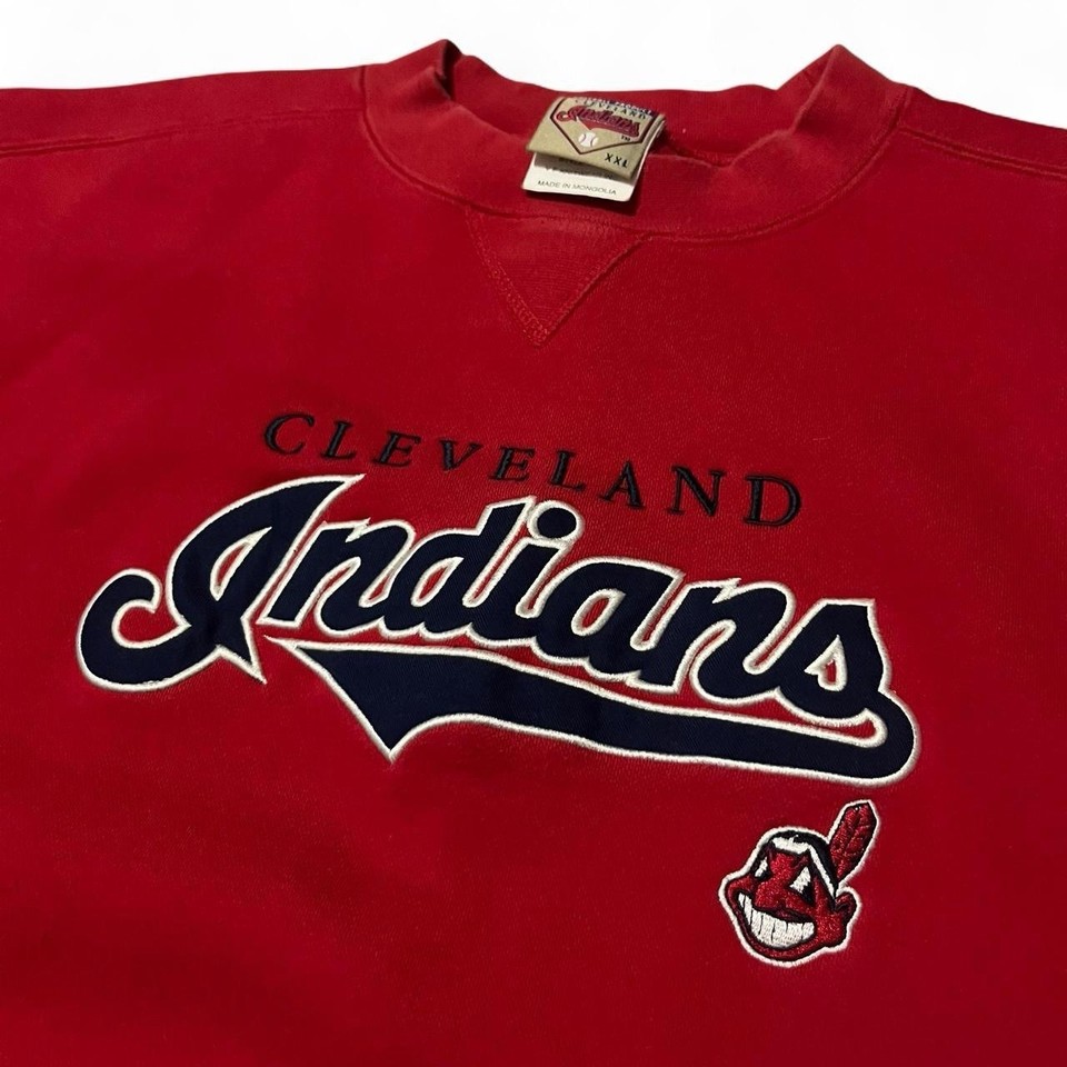 VTG 90s Cleveland Indians Chief Wahoo Embroidered Red Crewneck ...