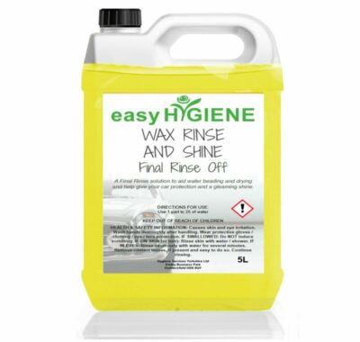 WAX RINSE and SHINE 5L Car Care Beading Drying Rinse Aid Concentrate 1x ...