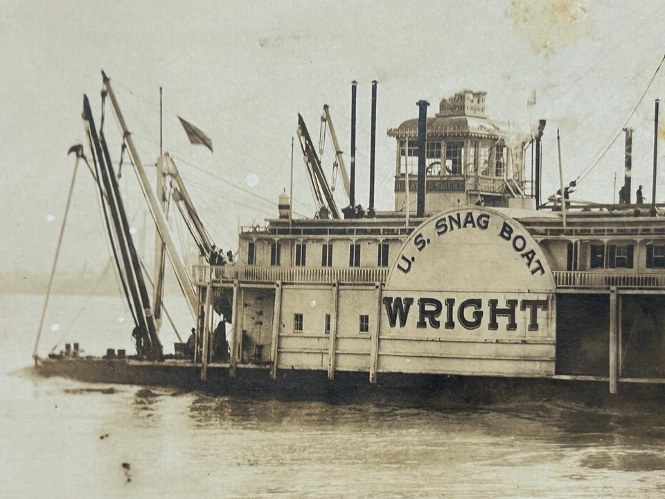 8x10 Cabinet Card photo STEAMBOAT U.S. SNAG BOAT Side Wheeler WRIGHT on ...