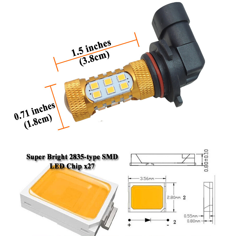 2pcs Amber Yellow 9006 HB4 9012 LED Fog Light Bulbs Car Truck Driving ...