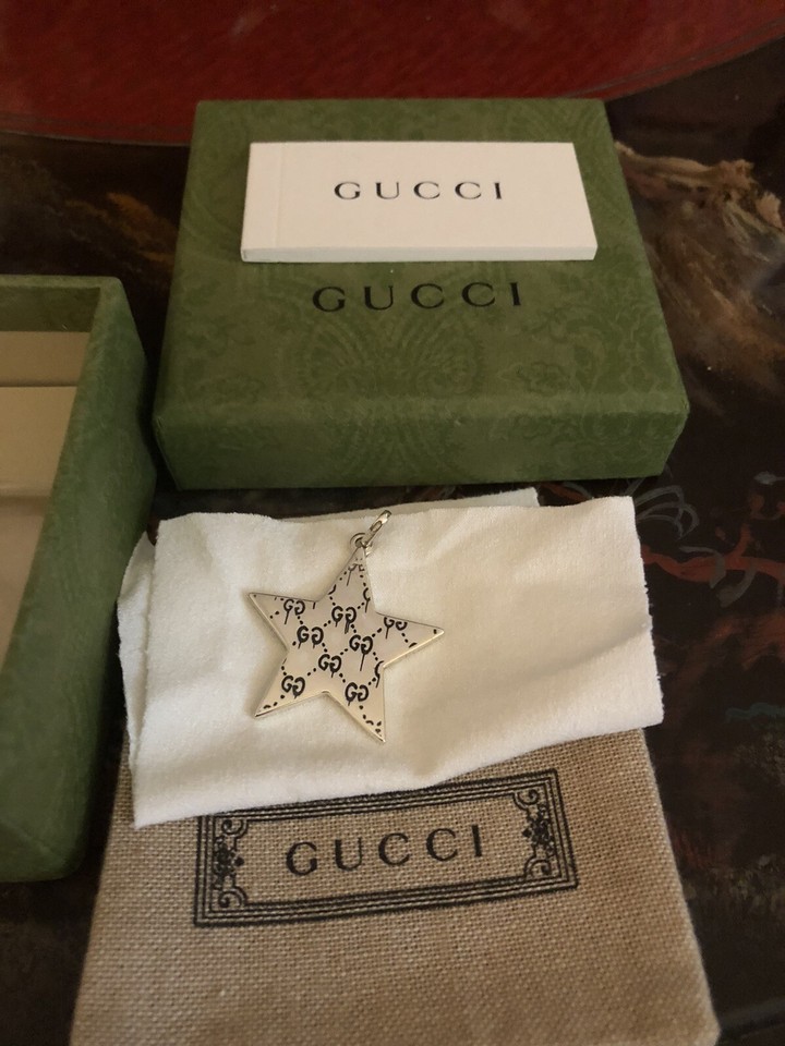 NIB GUCCI GHOST NECKLACE PENDANT TOP CHARM RED STAR STERLING SILVER | eBay